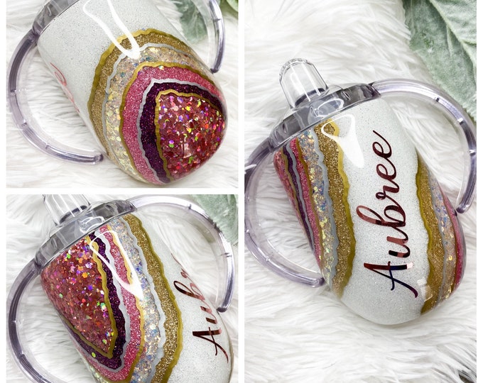 Geode Sippy Cup, Insulated Sippy Cup, Toddler Cup, Glitter Sippy Cup ...