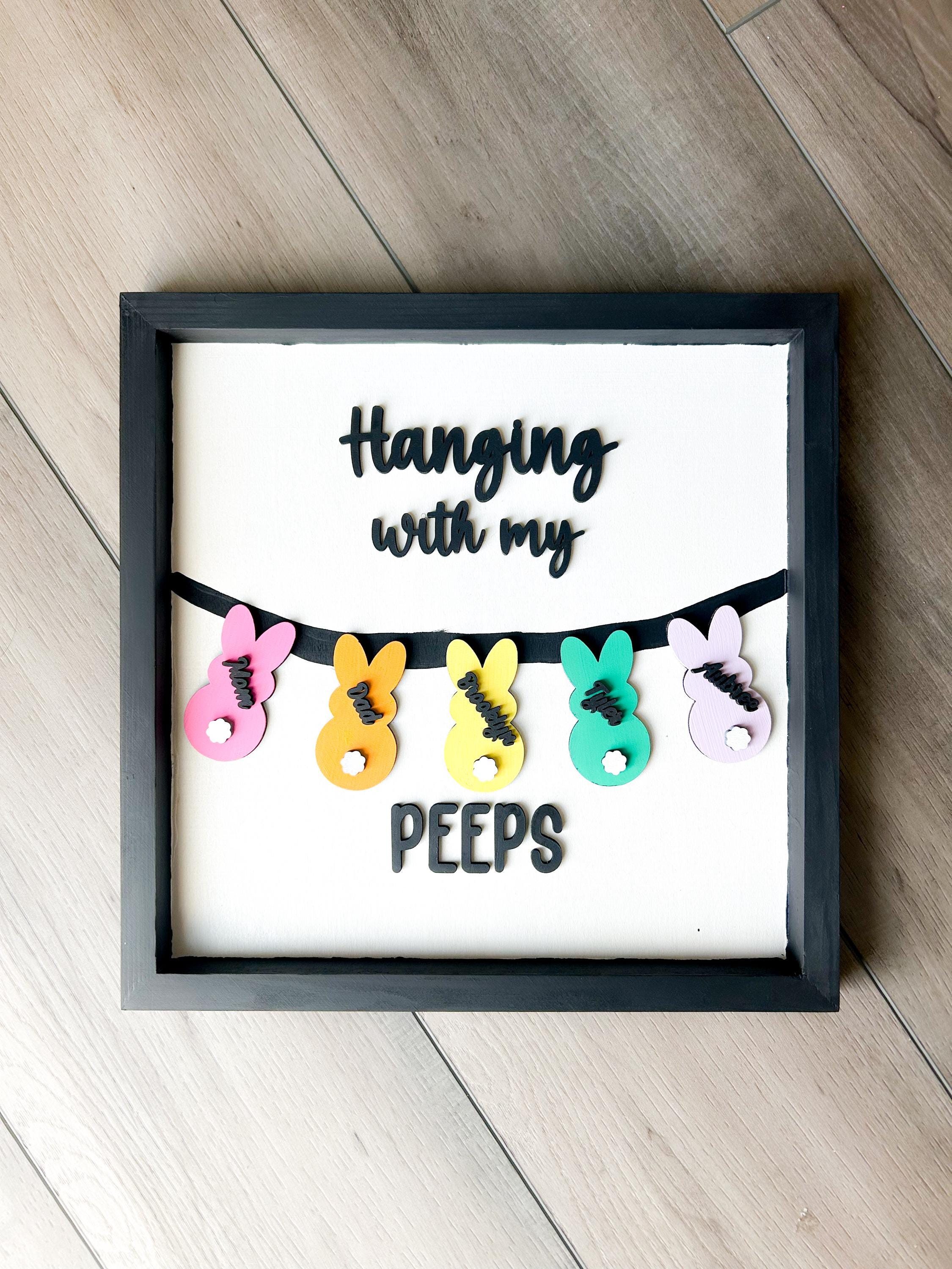 Personalized Easter Peeps Wood Sign, Custom Family Name Easter Decor ...