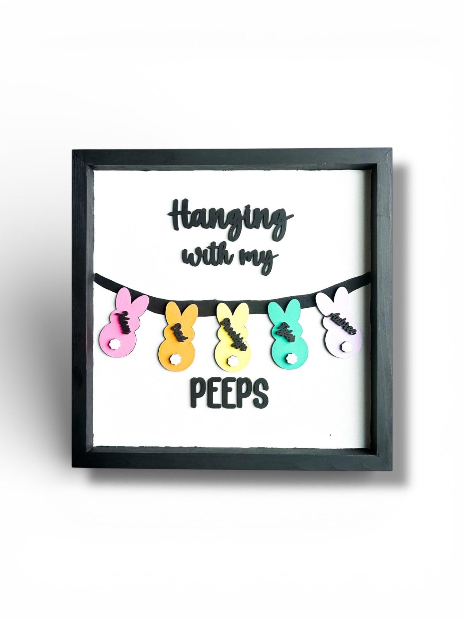 Personalized Easter Peeps Wood Sign, Custom Family Name Easter Decor ...