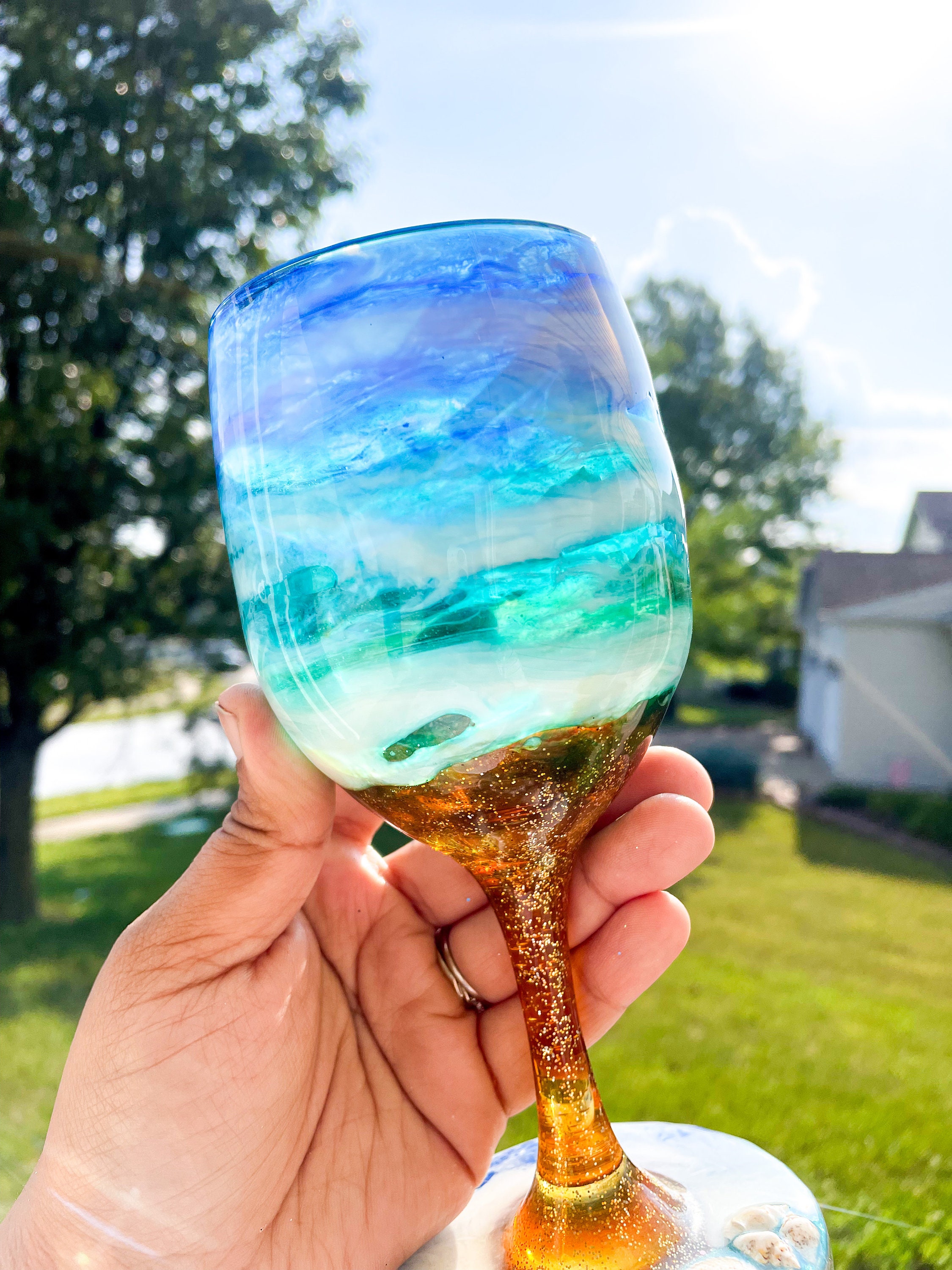 Beach Wine Glass With Seashells, Ocean Glassware, Beach House Decor - Etsy