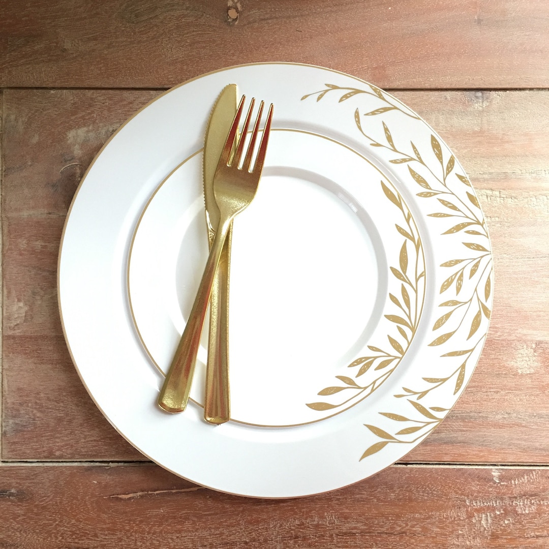 Disposable Modern Gold Party Plates. Disposable Wedding Party Plates ...