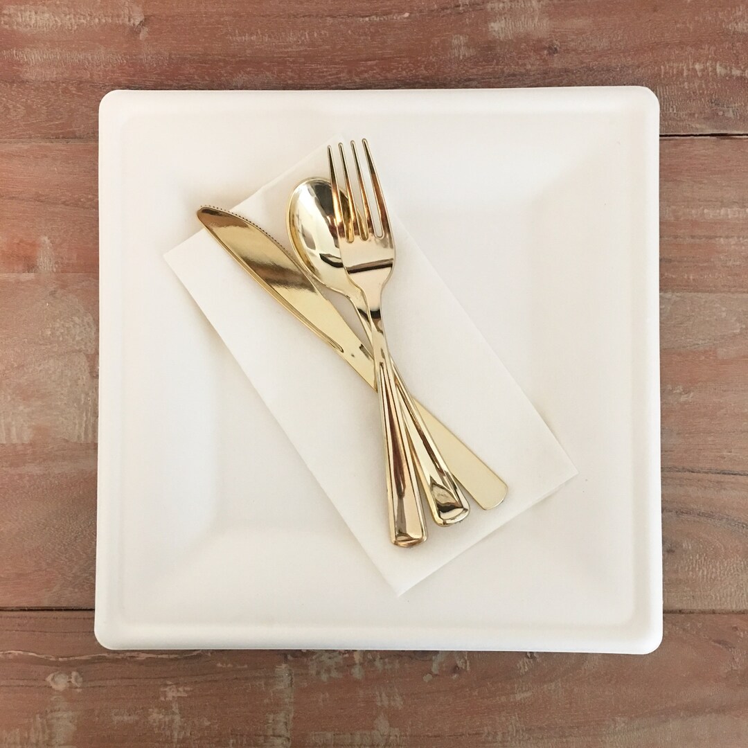 Eco Friendly 20 Upscale Disposable Plates for Wedding. Elegant Square ...