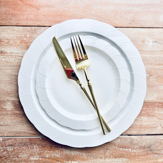 Disposable Vintage Modern White Party Plates. Wedding Plates. - Etsy