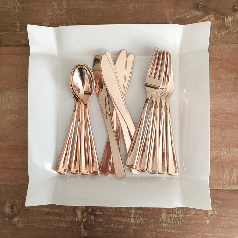 24CT Disposable Metallic Assorted Cutlery. Plastic Wedding Utensils ...