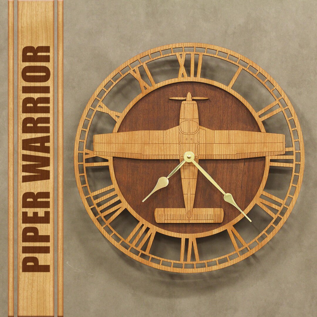 Piper PA-28 Warrior Wooden Wall Clock, Aircraft Gift, Airplane Gift ...