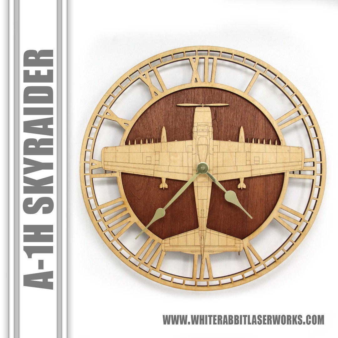 A-1 H Skyraider Wooden Wall Clock, United States Navy Gift, Pilot Gift ...