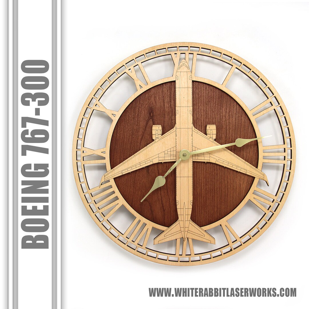 Boeing 767 Wood Wall Clock, Airplane Clock, Aircraft Gifts, Airplane ...