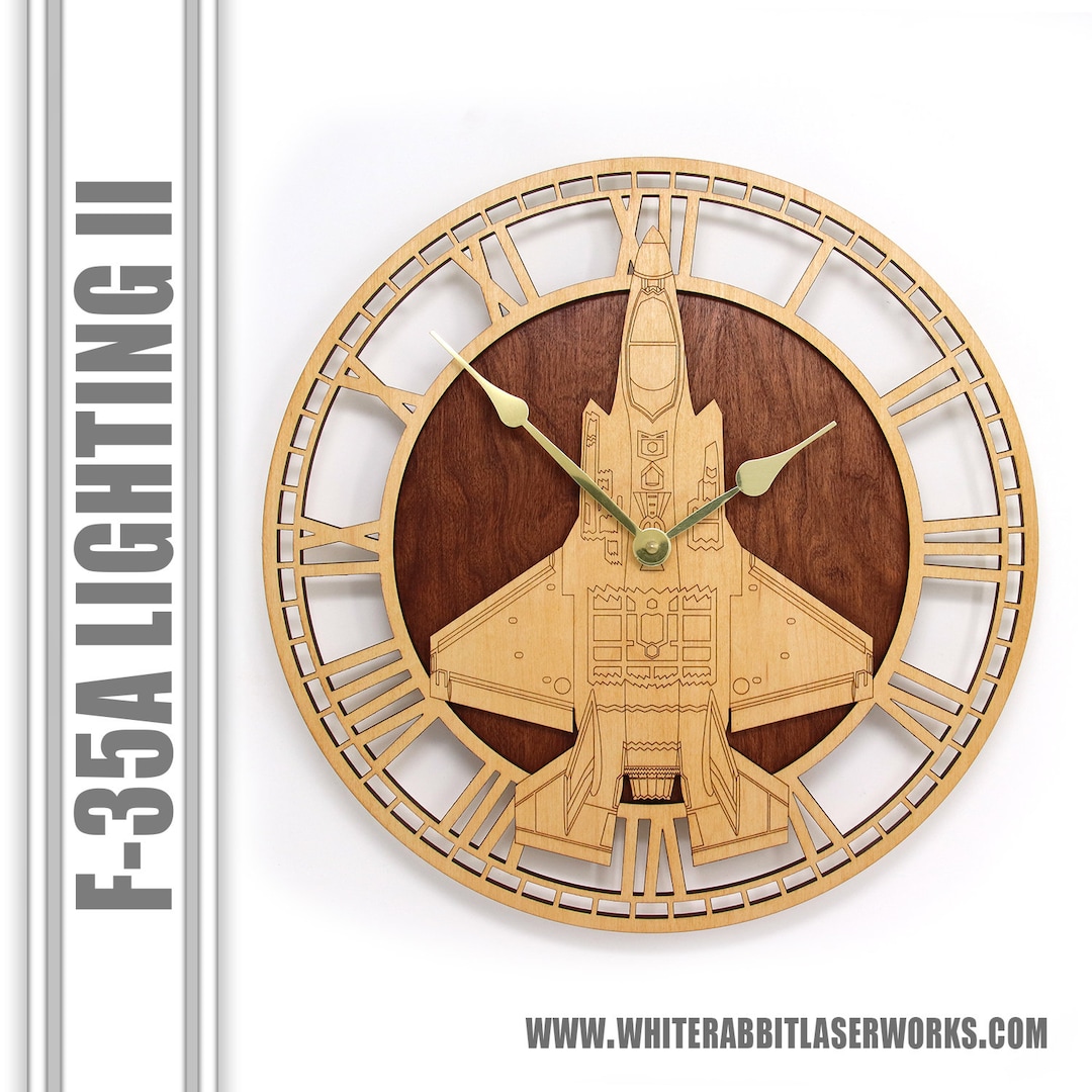 F-35 A Lightning II Wooden Wall Clock, Navy, Air Force, Marine ...