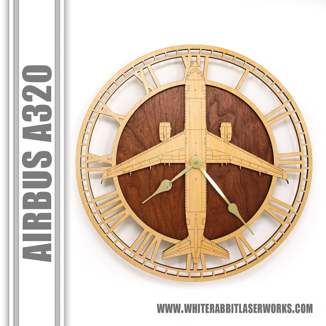 Airbus A320 Wooden Wall Clock, Pilot Gifts, Aircraft Gifts, Aviation ...
