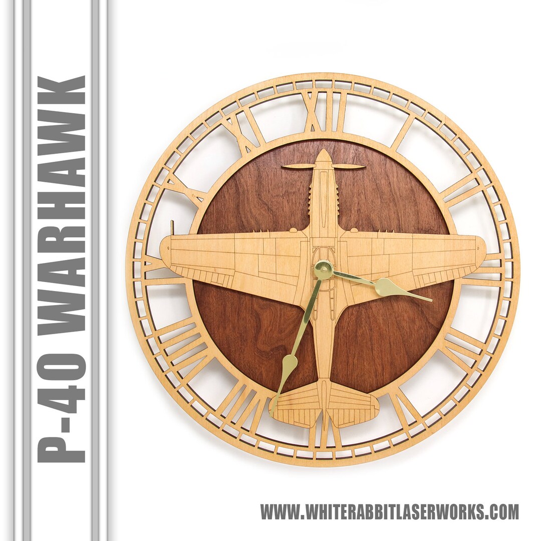 P-40 Warhawk Wood Wall Clock, Flying Tigers, US Air Force Retirement ...