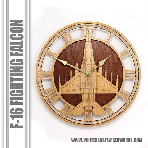 F-16 Fighting Falcon Wooden Wall Clock United States Air - Etsy