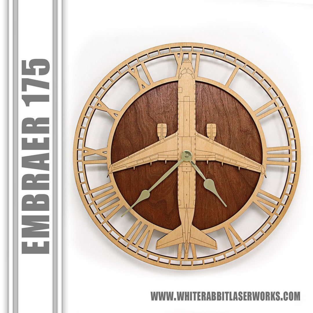 Embraer 175 Wooden Wall Clock, Aviation Gift, Pilot Gift, Aircraft Gift ...