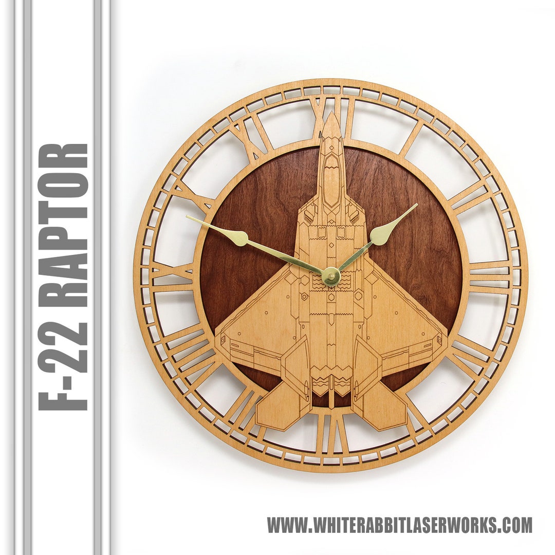 F-22 Raptor Wooden Wall Clock, United States Air Force, Aircraft Gift ...
