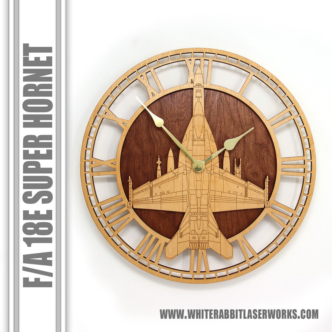 F/A 18 E Super Hornet Wooden Wall Clock, F-18 US Navy, Aircraft Gift ...
