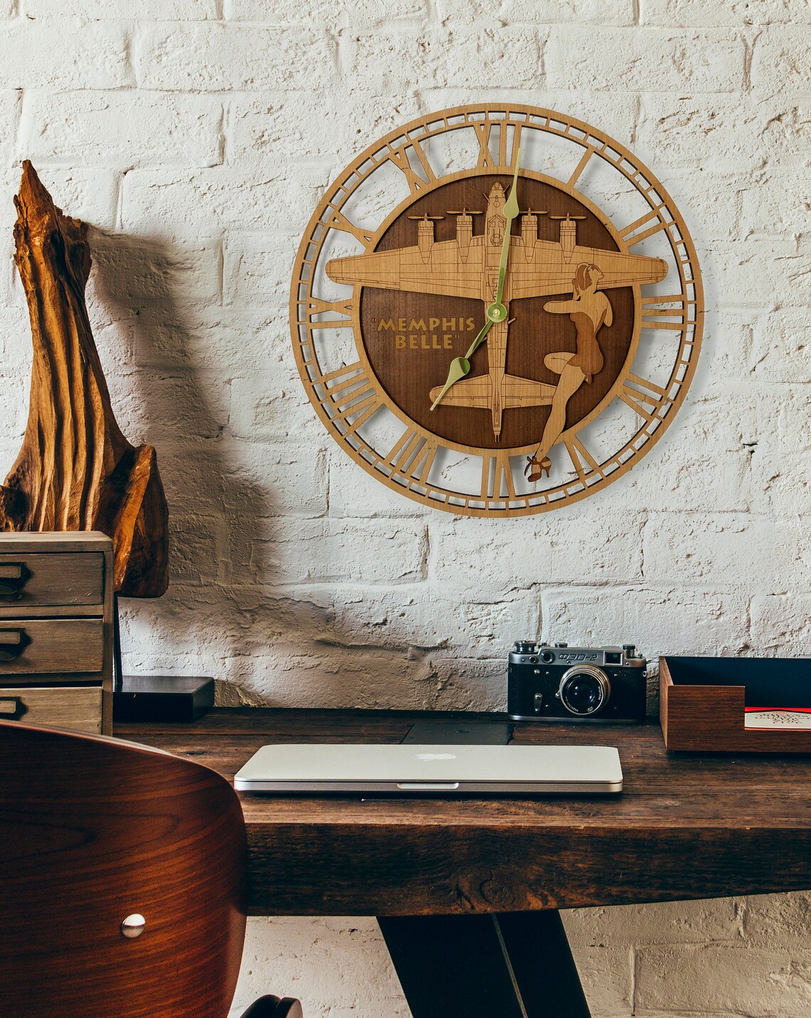Memphis Belle B-17 Flying Fortress 14" Wood Wall Clock / Aviation Gifts ...