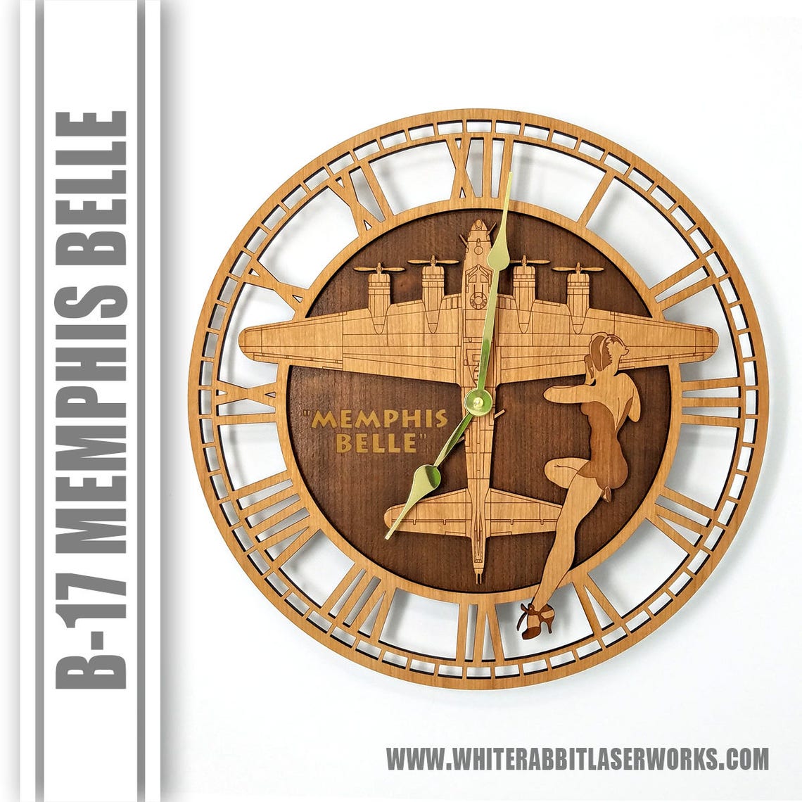 Memphis Belle B-17 Flying Fortress 14" Wood Wall Clock / Aviation Gifts ...