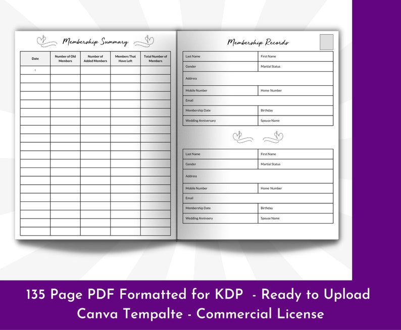 Approved KDP Church Membership Book 135 Page PDF Canva Template Link ...