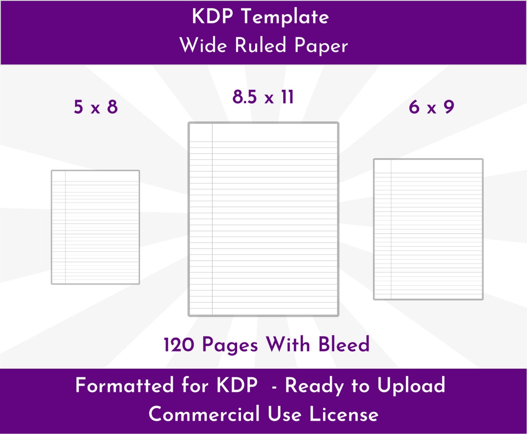 Approved KDP Wide Ruled Paper Template 120 Pages PDF Digital Download ...