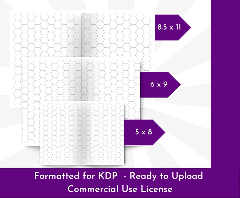 Plantilla de papel hexagonal grande KDP aprobada / PDF de 120 - Etsy México