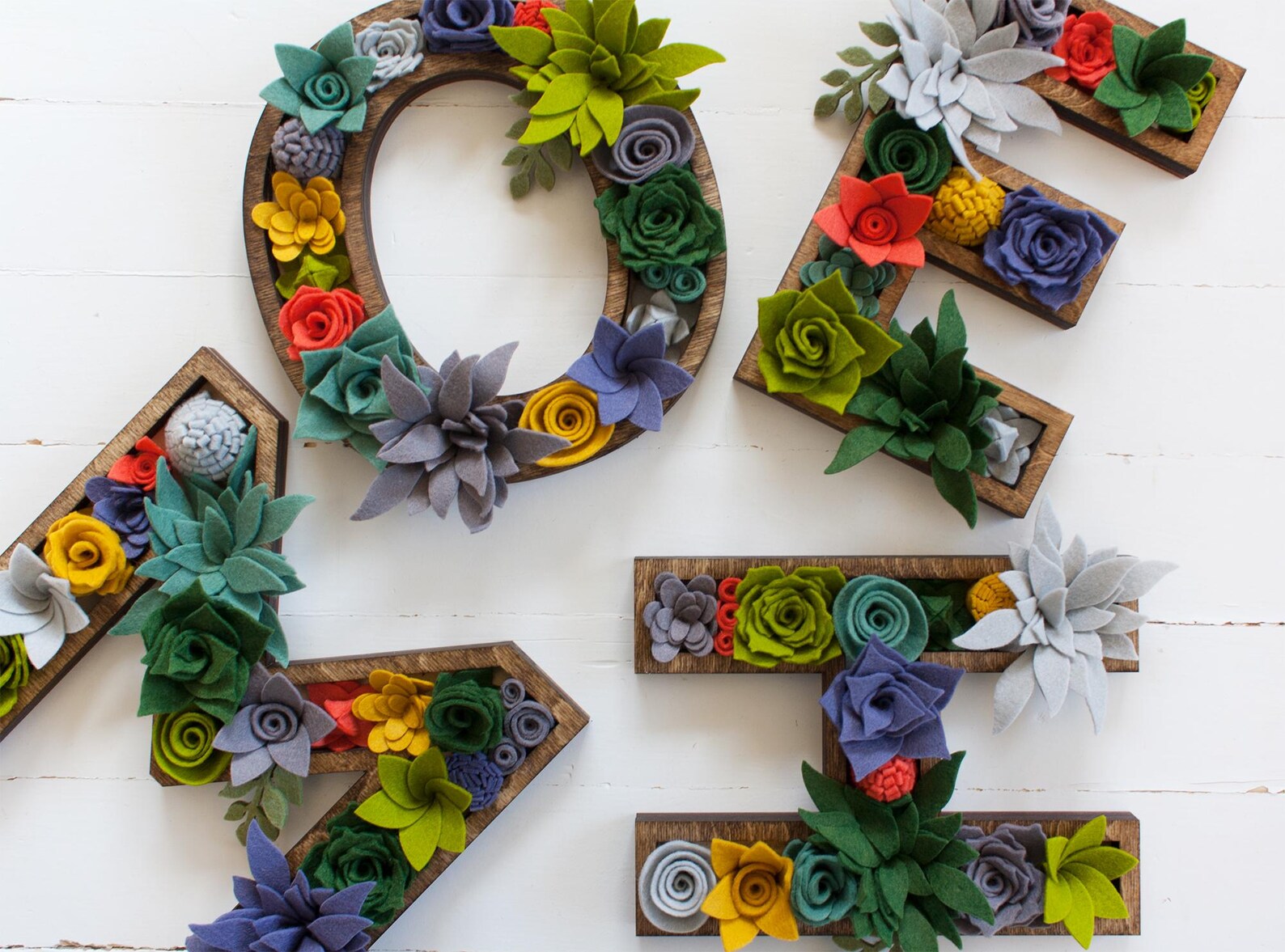 Faux Succulent Filled Wood Letters for HOME Sign, Colorful Artificial ...