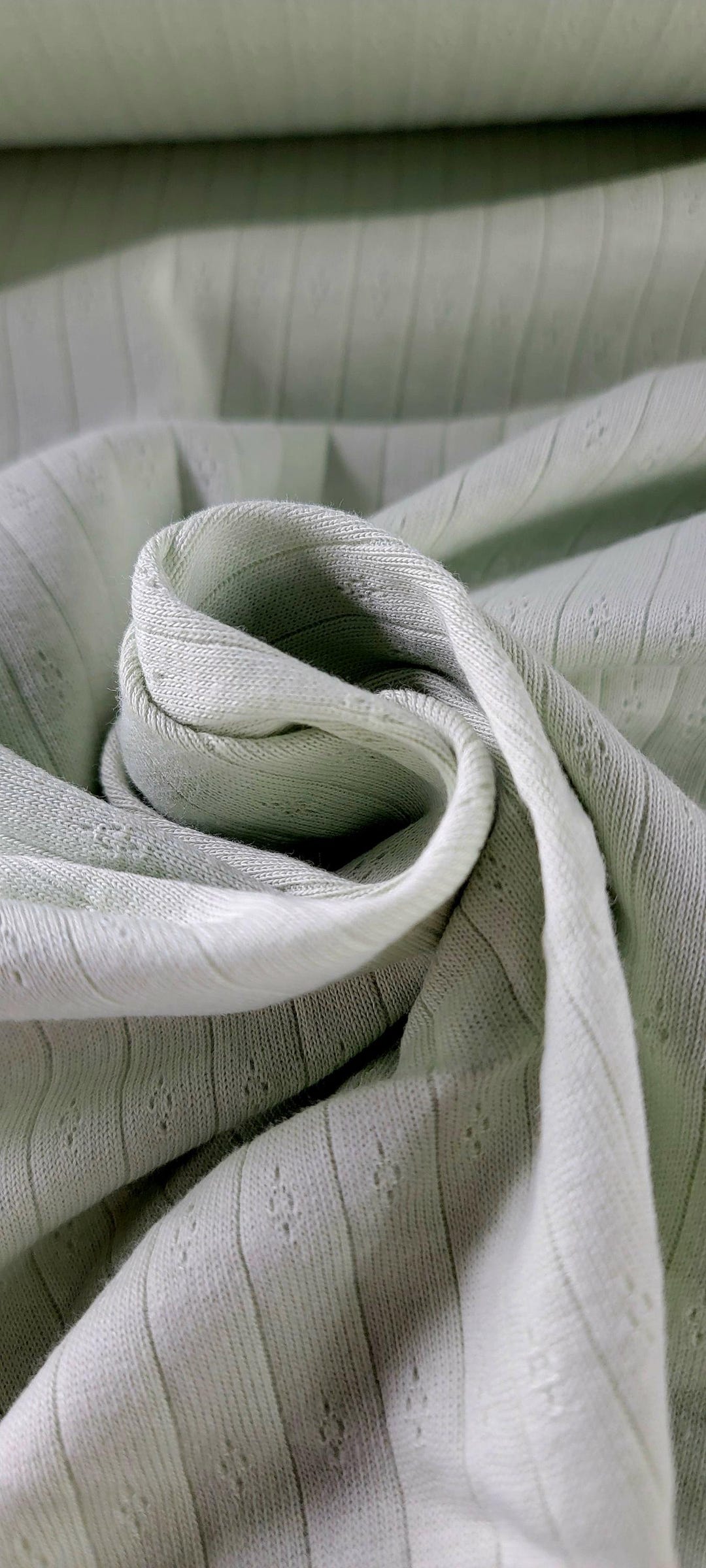 Cotton Pointelle Rib Knit "meadow Mist" -by the Yard- - Etsy