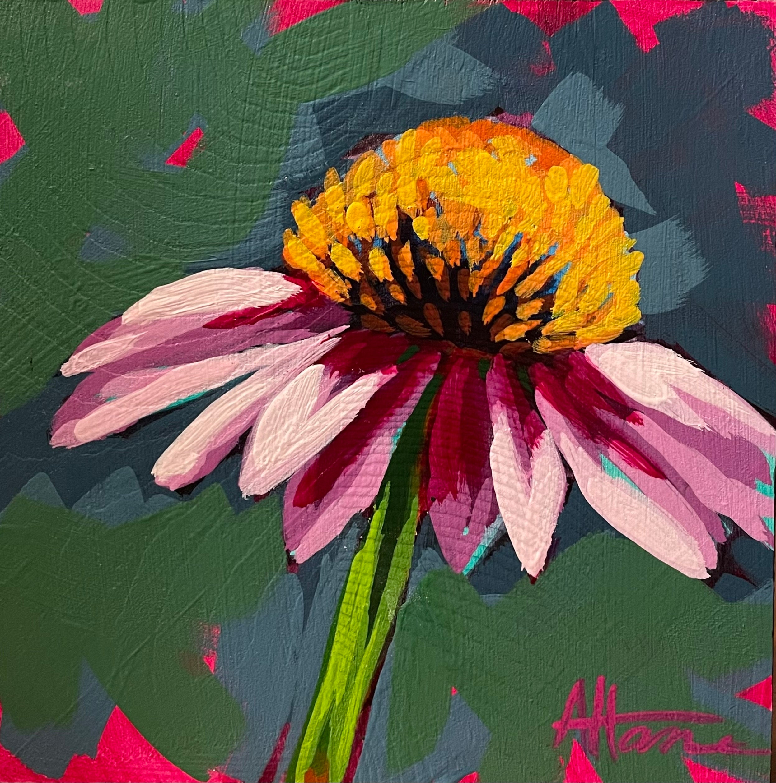 2 Cone Flower Original Acrylic Painting 5x5 Set of 2 - Etsy