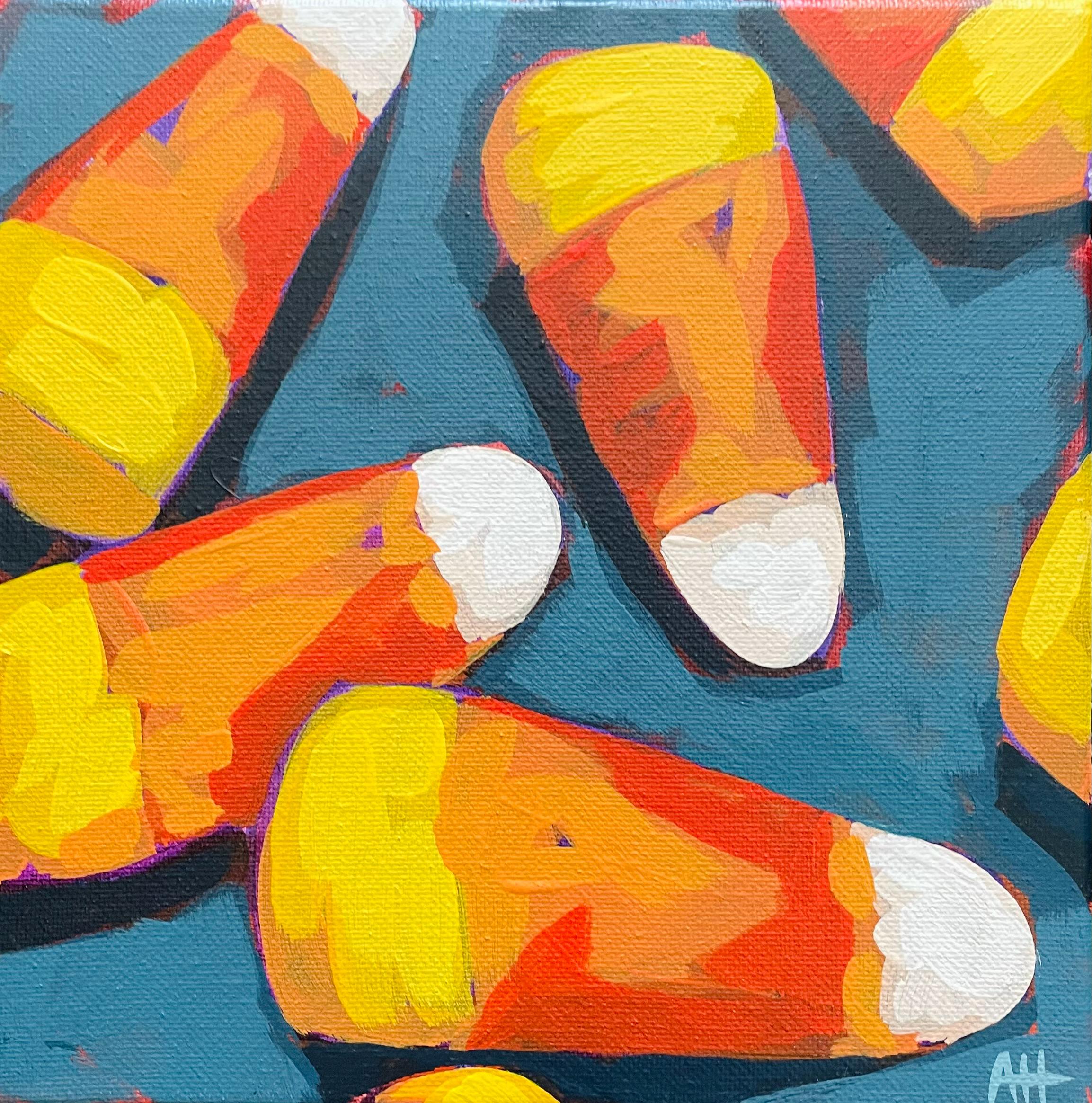 Sweet Candy Corn Original Acrylic Painting 8x8” Fall Decor, Wall Decor ...