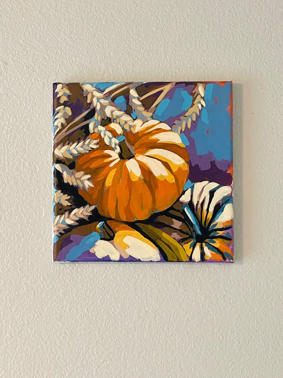 Fall Pumpkin Scene - Original Acrylic Painting 8”x8” - Etsy