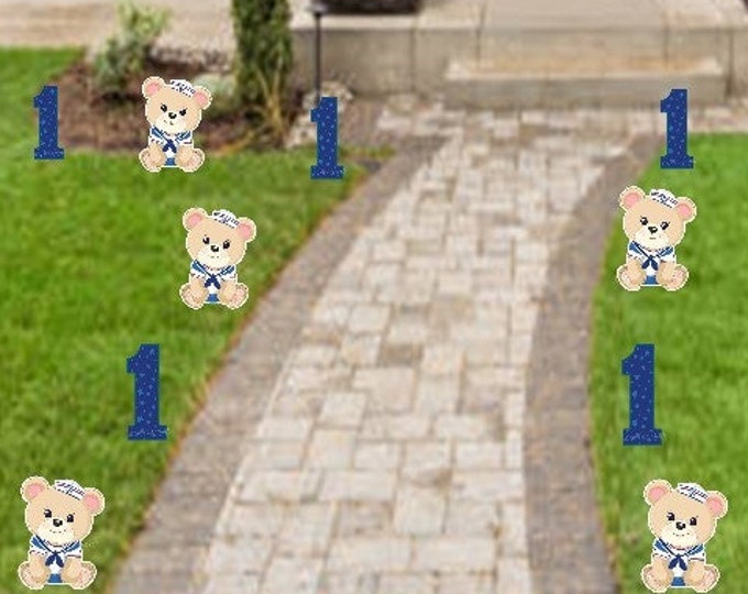 Teddy Bear Happy 1st Birthday Yard Sign Banner: Outdoor Lawn Decoration ...