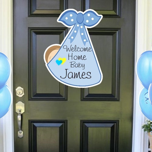 Welcome Home Baby Door Sign Hospital Door Hanger Stork - Etsy