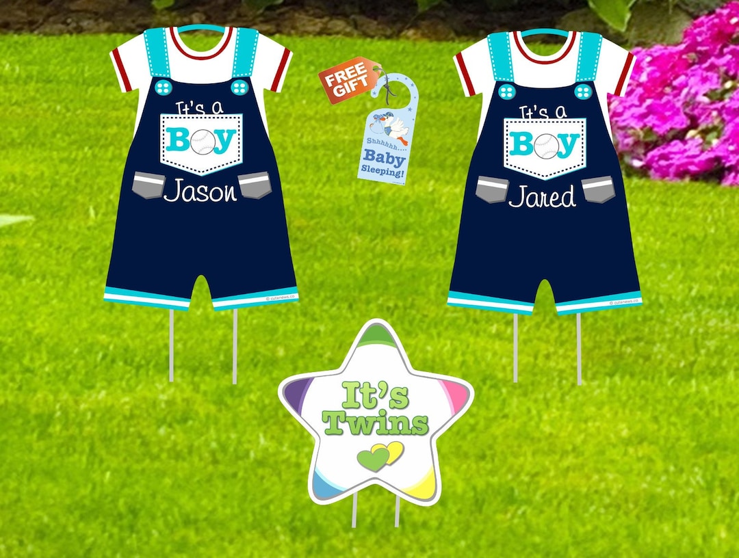 Its Twins Welcome Sign Twin Boy Yard Signs Baby Twins Personalized Baby ...