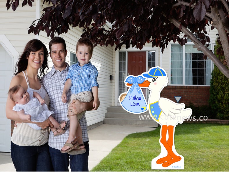 Tall Stork Yard Sign: New Baby Arrival, It's a Boy, Girl Art, Birth ...