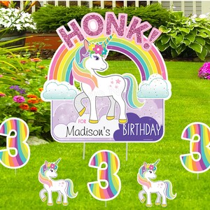 3rd Birthday Unicorn Yard Sign, Happy Third Party Decorations ...