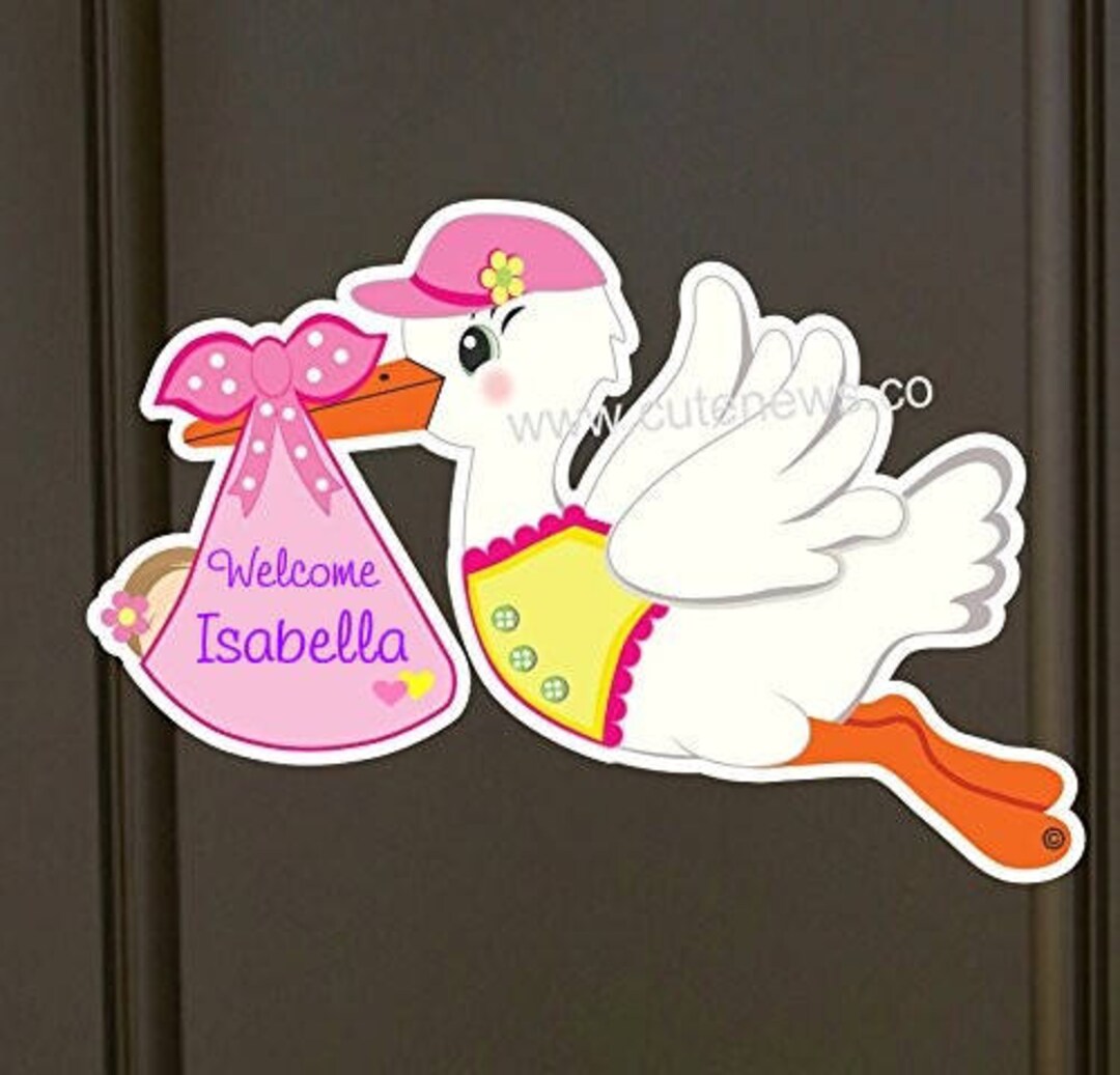 Welcome Baby Sign Its a Girl Sign Stork Door Hanger Its a Boy Baby ...