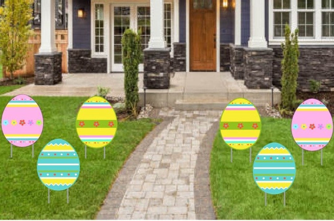 Easter Outdoor Decorations, Eggs Yard Signs, Happy Easter Lawn Decor ...