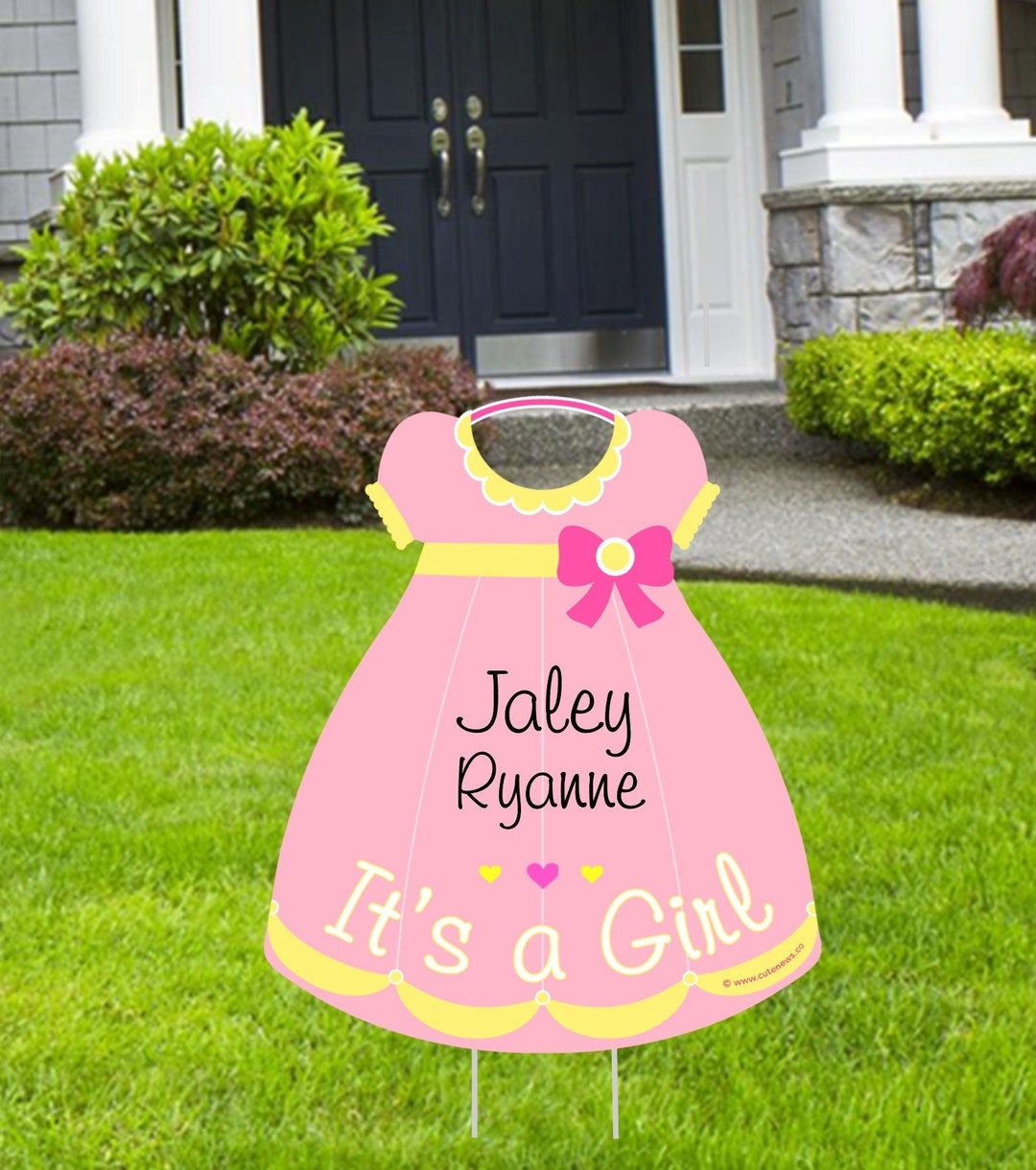 It's a Girl Yard Sign: Newborn Baby Announcement, Personalized Dress ...