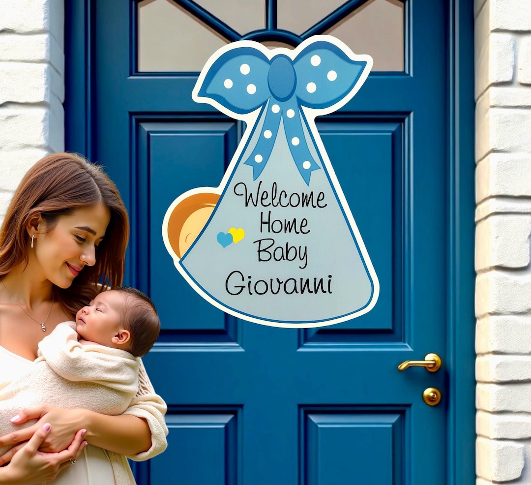 Welcome Home New Baby Door Sign, Hospital Nursery Hanger, Stork ...