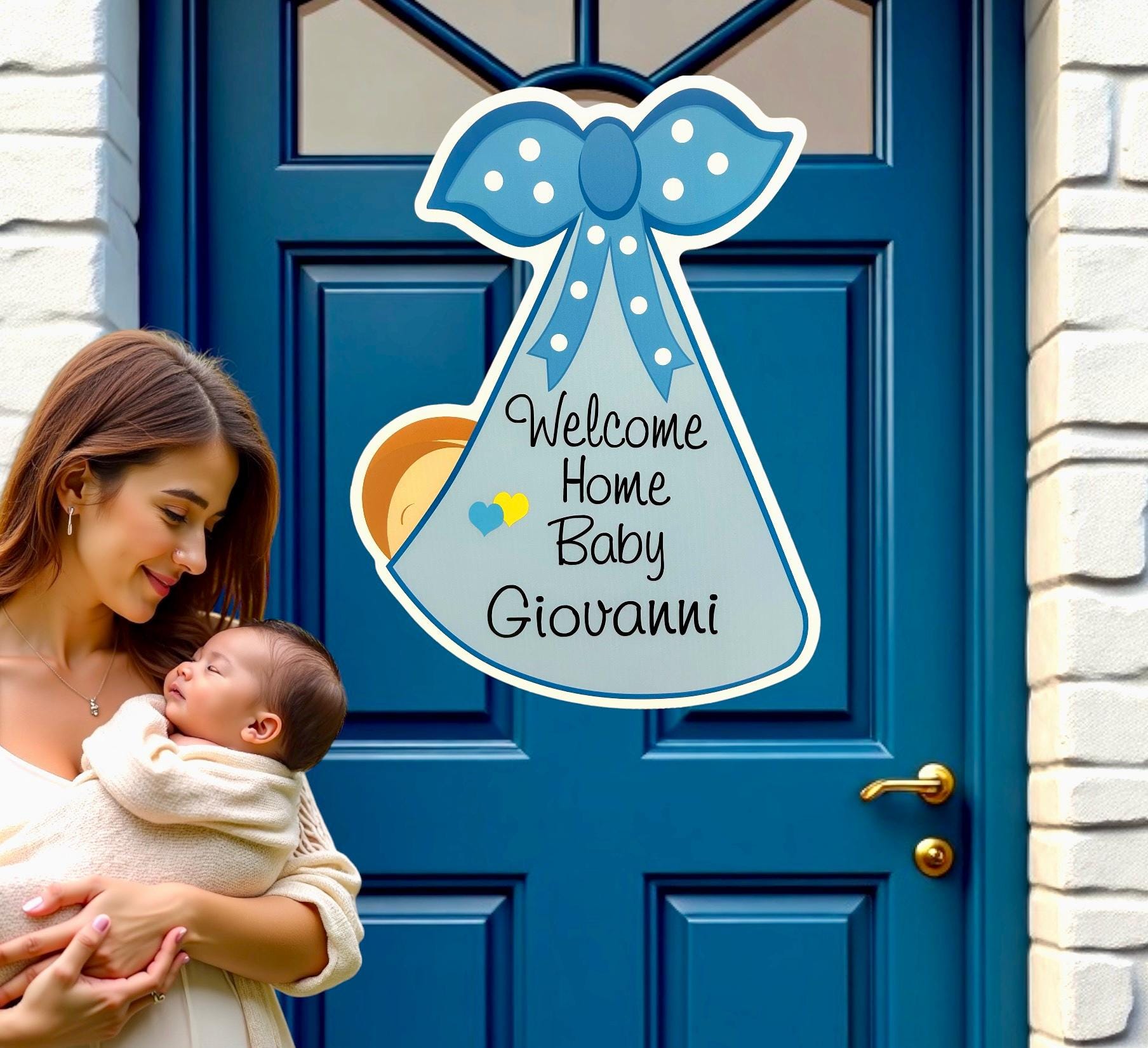 Welcome Home New Baby Door Sign, Hospital Nursery Hanger, Stork ...