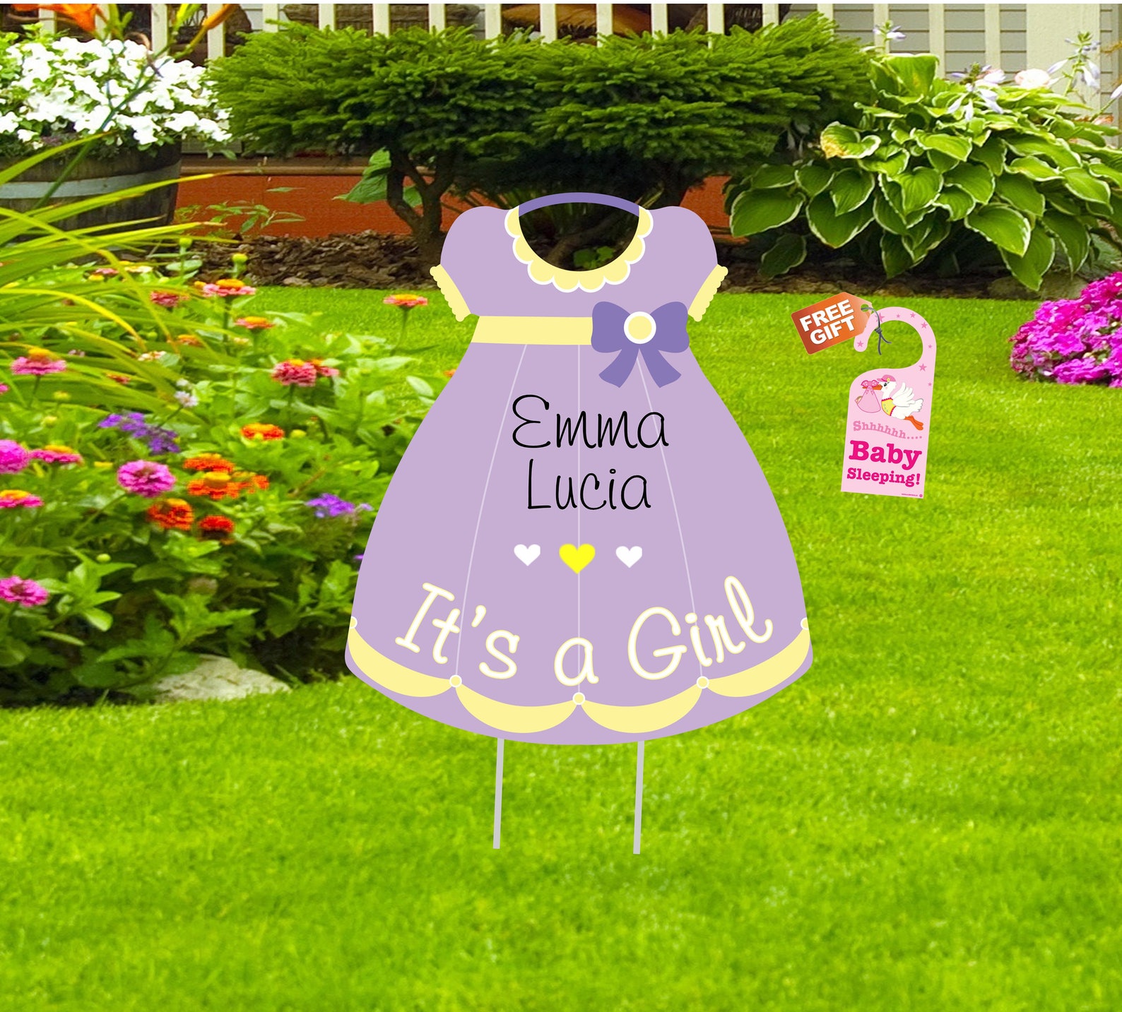 Its a Girl Yard Sign Baby Birth Announcement Dress Lawn Card | Etsy