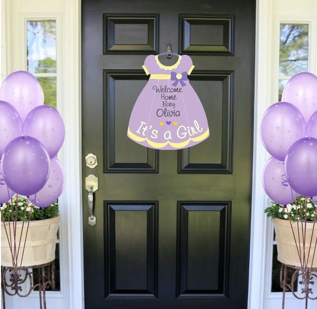 Welcome Home Baby Its a Girl, Hospital Door Hanger Sign Personalized ...