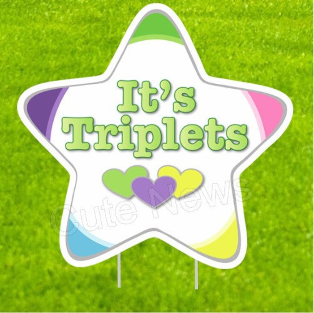 Welcome Home Triplets Lawn Art, Baby Announcement Yard Sign, Outdoor ...