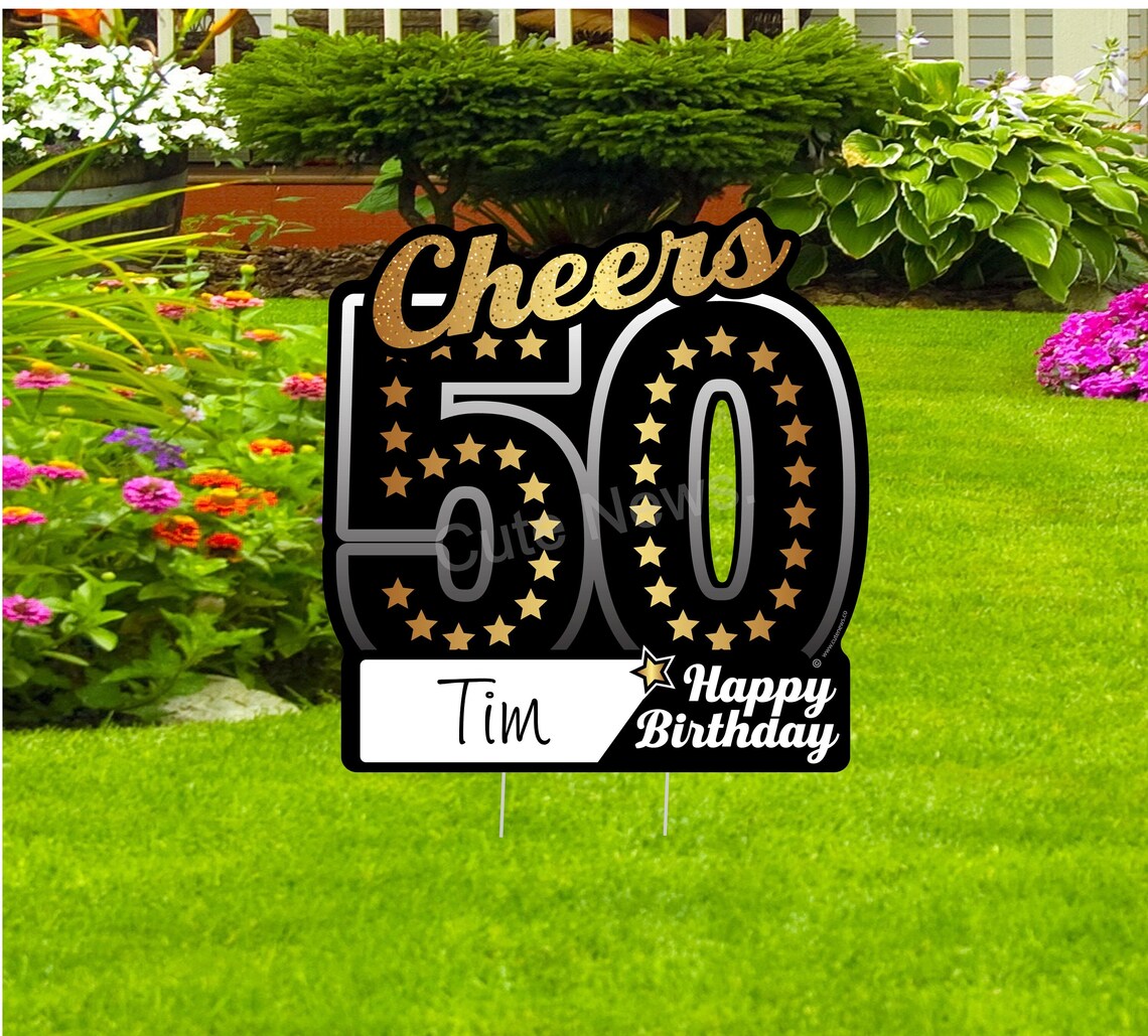 50th Birthday Yard Sign Happy Fifty Birthday Party - Etsy