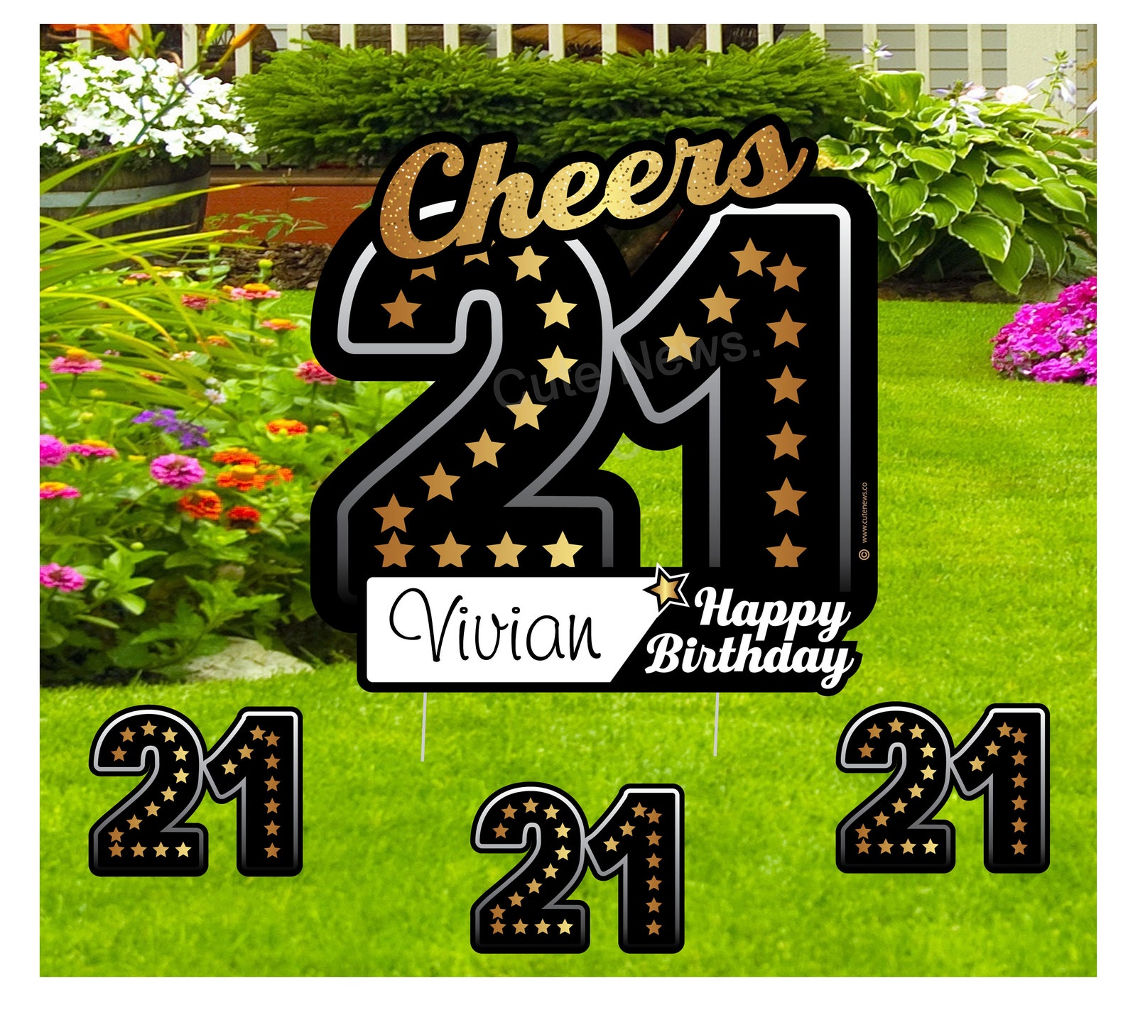 21st Birthday Yard Sign Happy 21 Birthday Party Lawn | Etsy