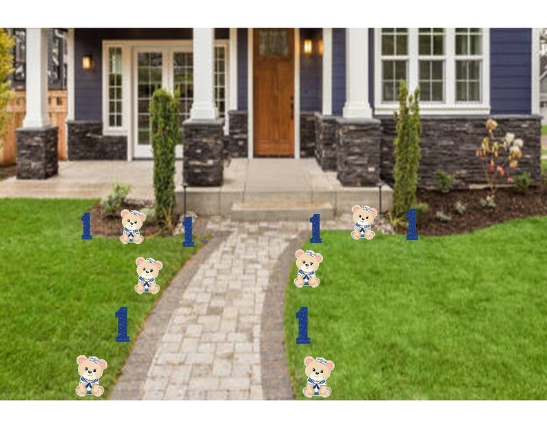 Teddy Bear Happy 1st Birthday Yard Sign Banner: Outdoor Lawn Decoration ...