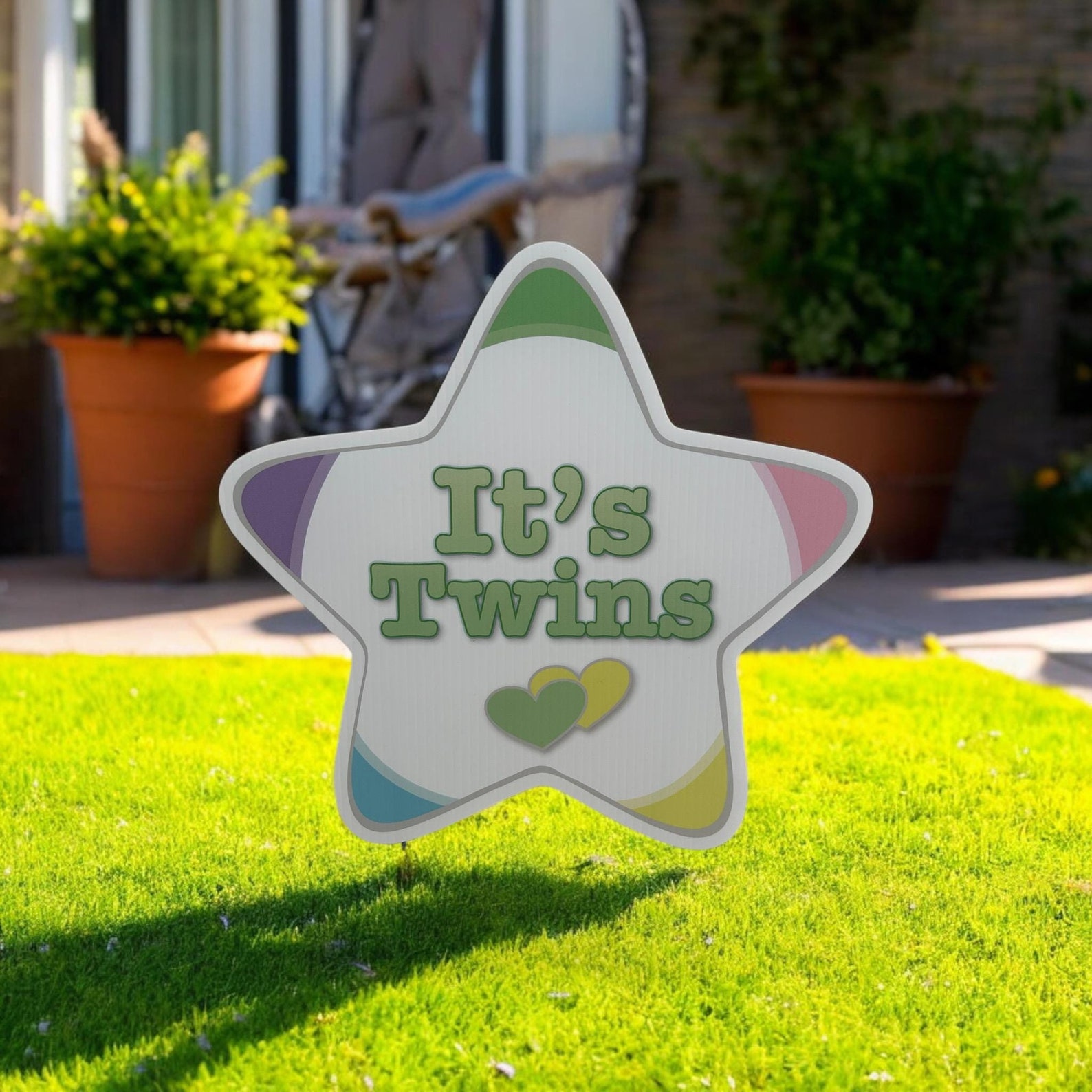 It's Twins, Triplets Star Yard Sign: Welcome Home Baby Announcement ...