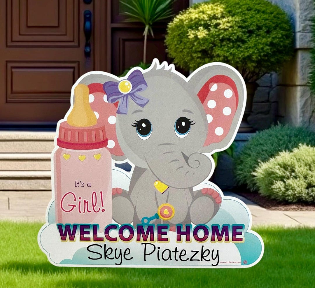 Welcome Home Baby Elephant Yard Sign, It's a Girl or Boy Outdoot Decor ...