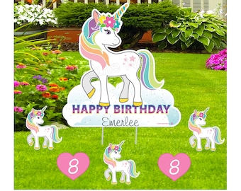 Personalized Unicorn Birthday Yard Sign: Rainbow Party Decoration - Etsy