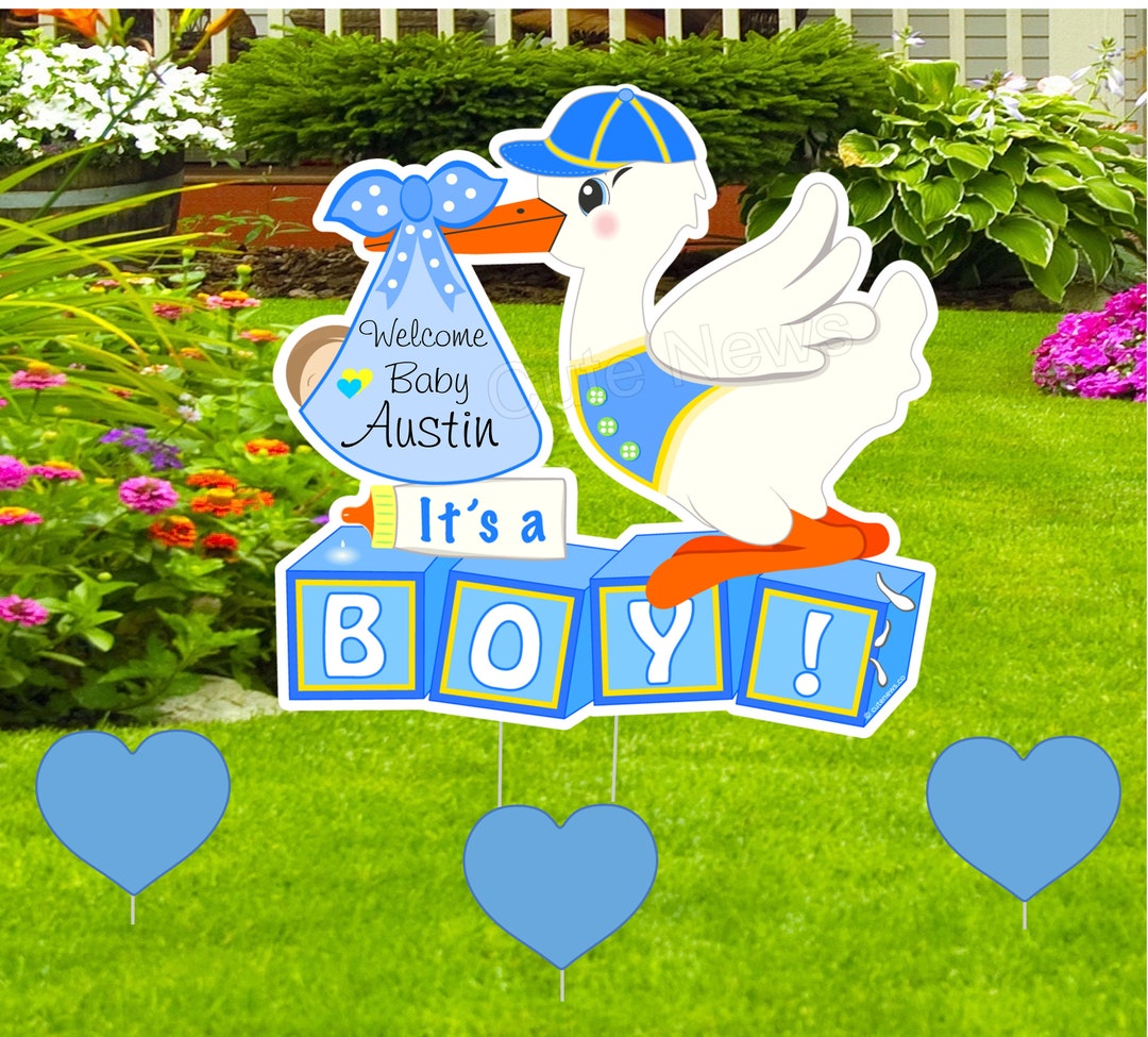 Welcome Home Baby Lawn Sign, Its a Boy / Girl Yard Stork Decoration ...