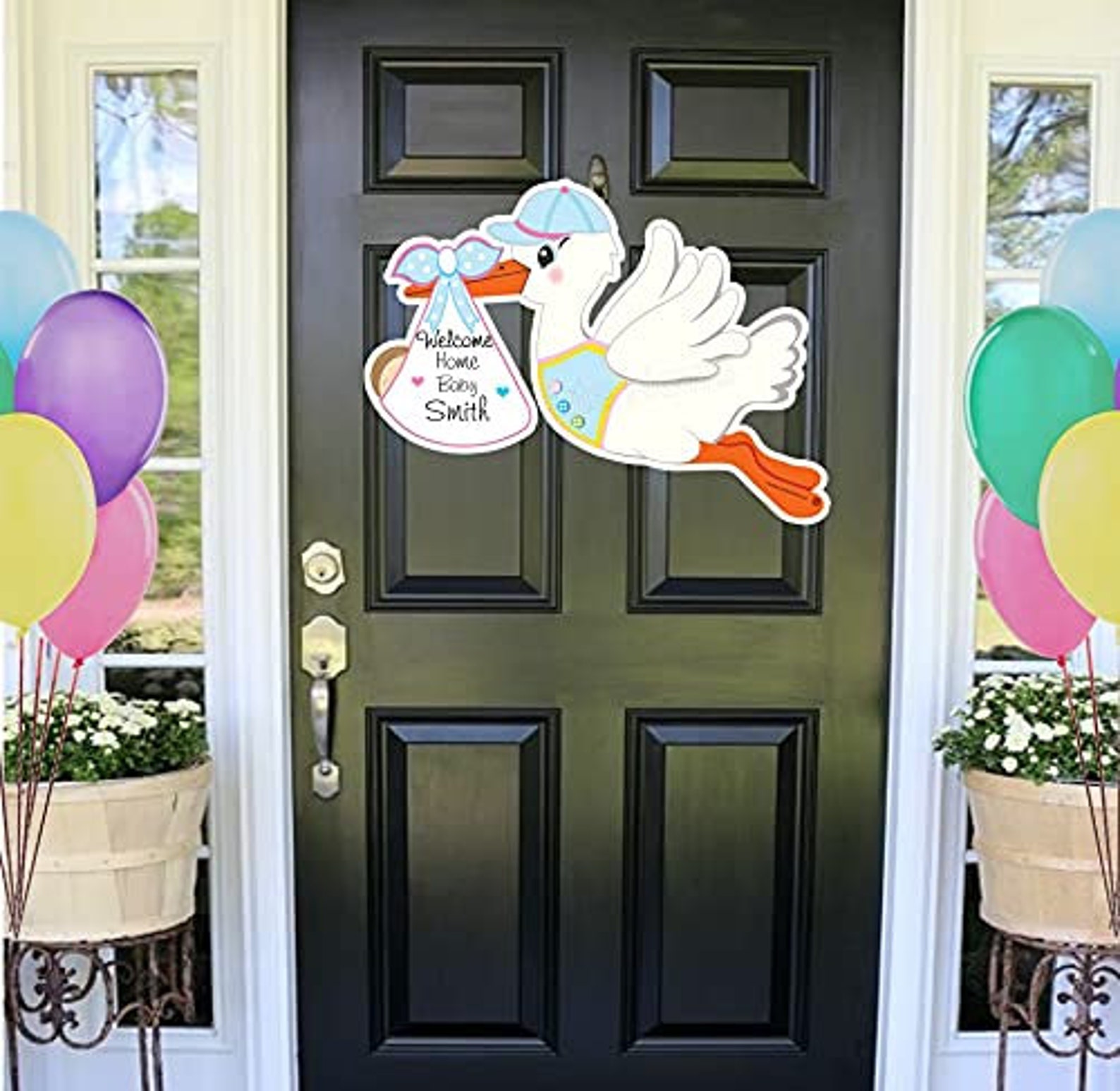 Welcome Home It's a Boy Baby Door Sign Stork Banner - Etsy