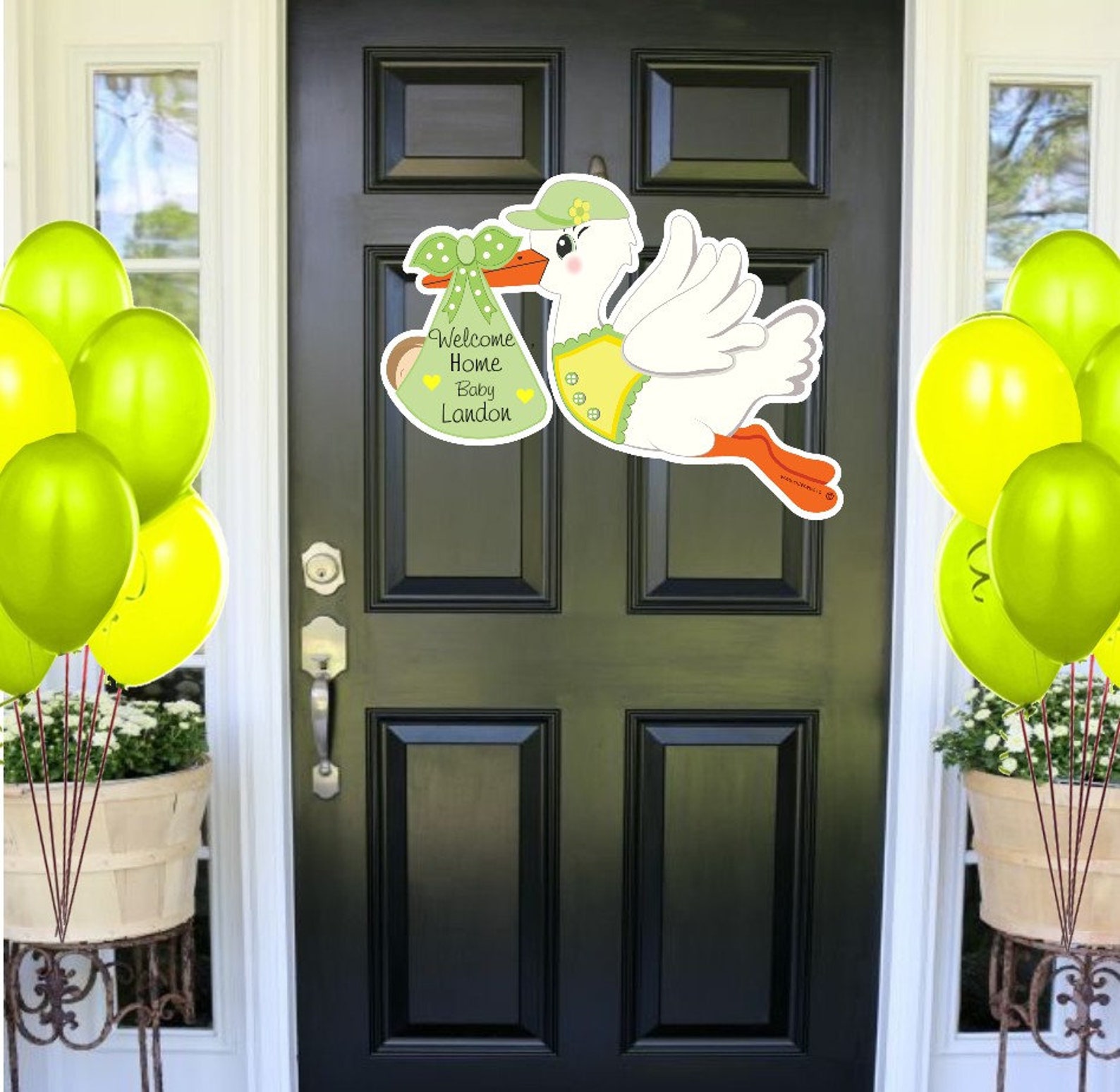 Welcome Home Baby Door Sign Hospital Door Hanger Stork - Etsy